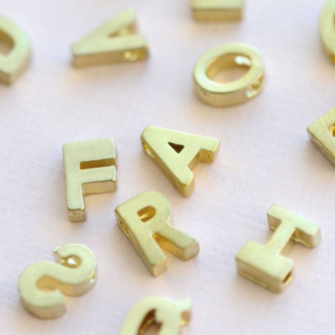 1 - Matte Gold Letter Charm Letters Alphabet • Cute Bracelet Charms ...