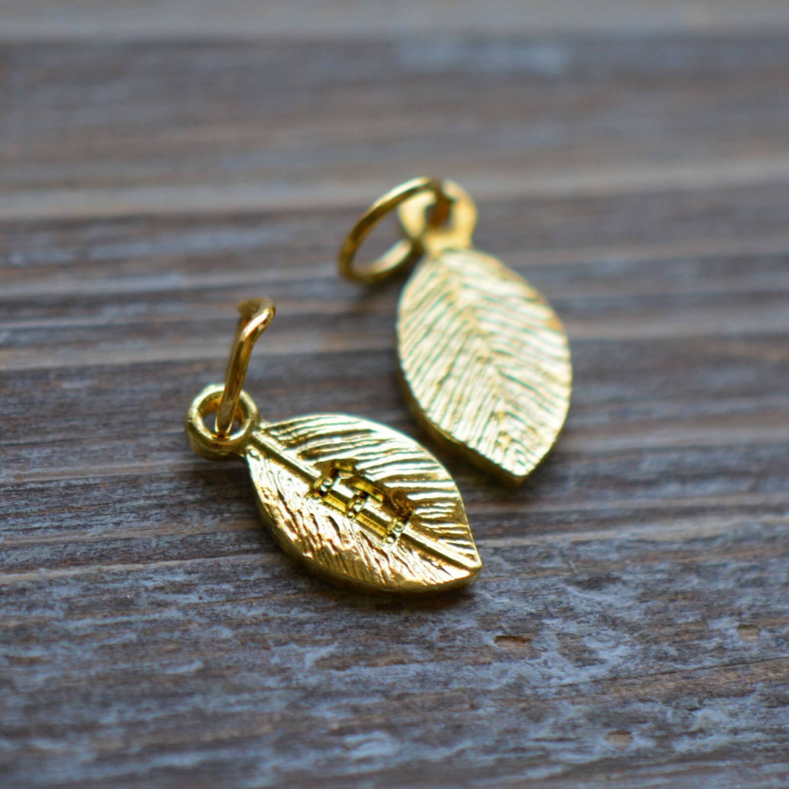 Stamped Alphabet Leaf Charms Stamp Charms Initial Charm 24K - Etsy