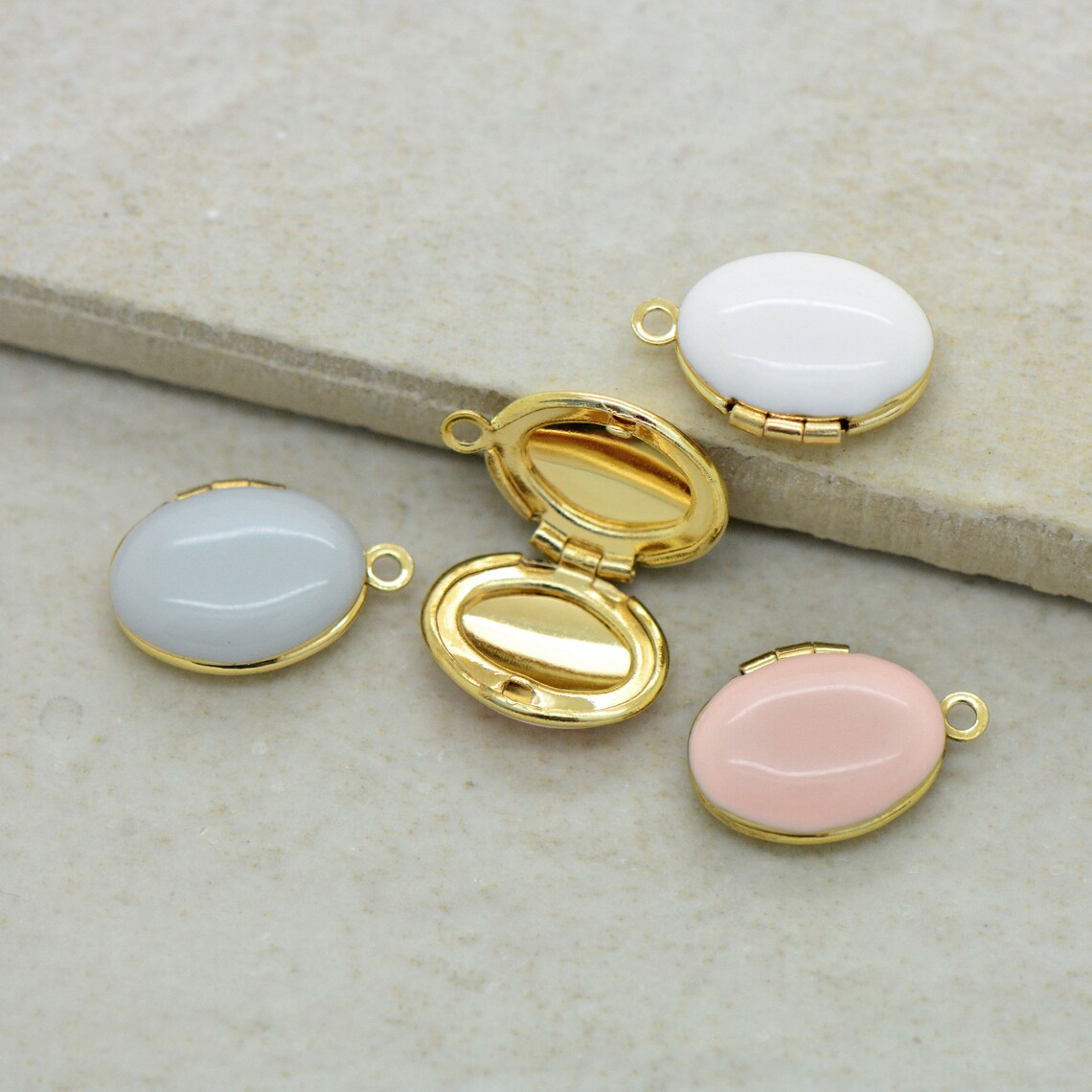 1 Miniature Enamel Locket 10mm Oval Locket Gold Brass - Etsy