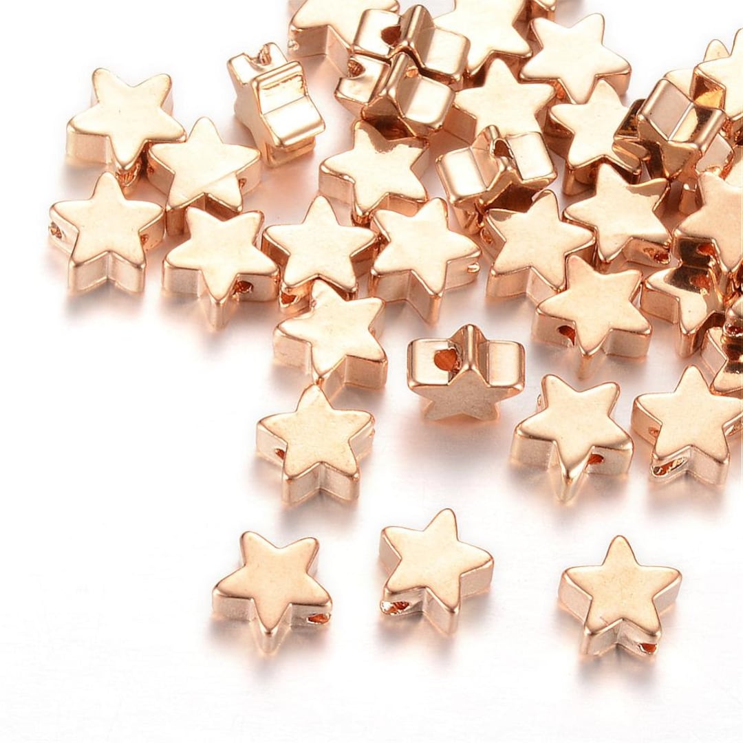 4 - Gold Star Bead, 24k Gold Plated Brass Star Bead, Tiny Delicate Star ...