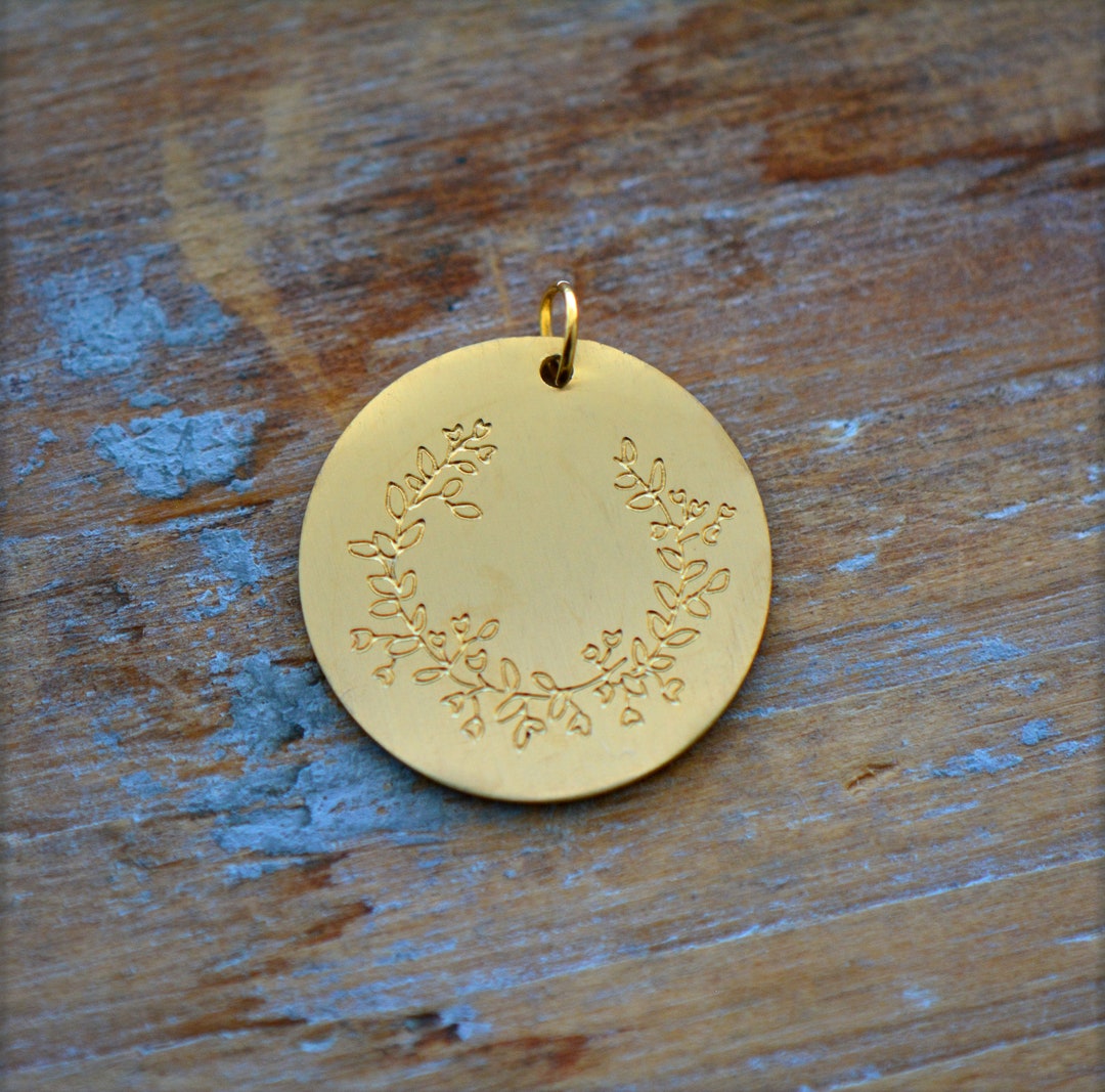 3 - Floral Wreath Charms • 24k Gold Brushed Surgical Steel • Wreath ...