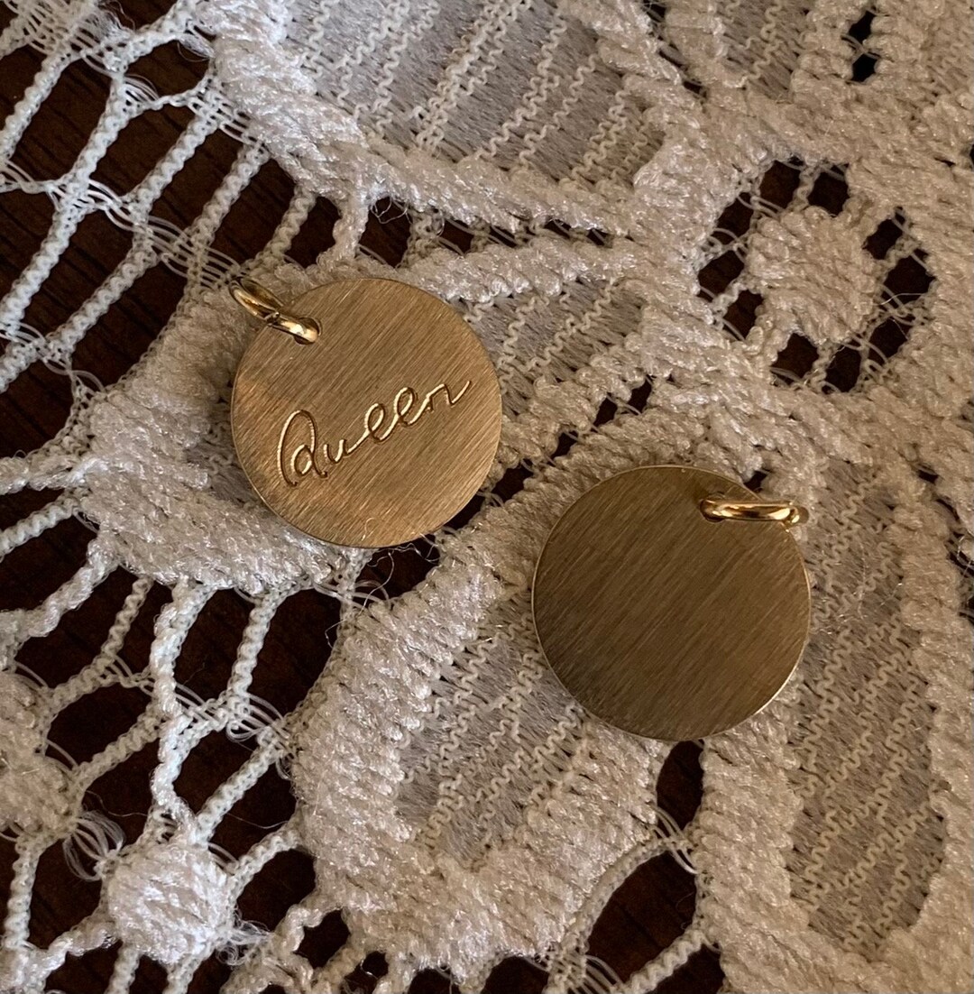 3 - Queen Charms • 24k Gold Brushed Surgical Steel • Engraved on 12 Mm ...