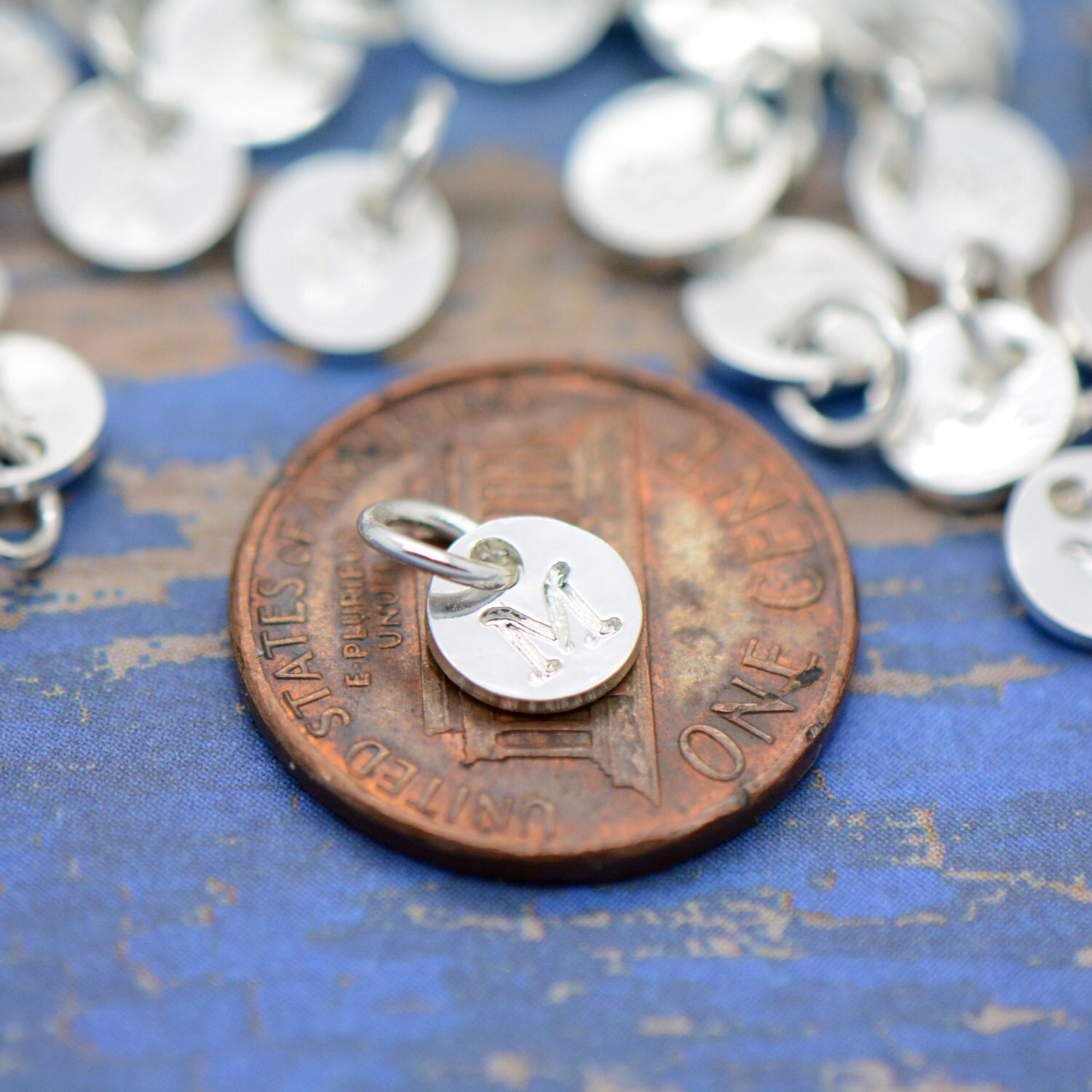 Stamped Initial Charms SILVER Plated Brass 6mm Round Disc - Etsy