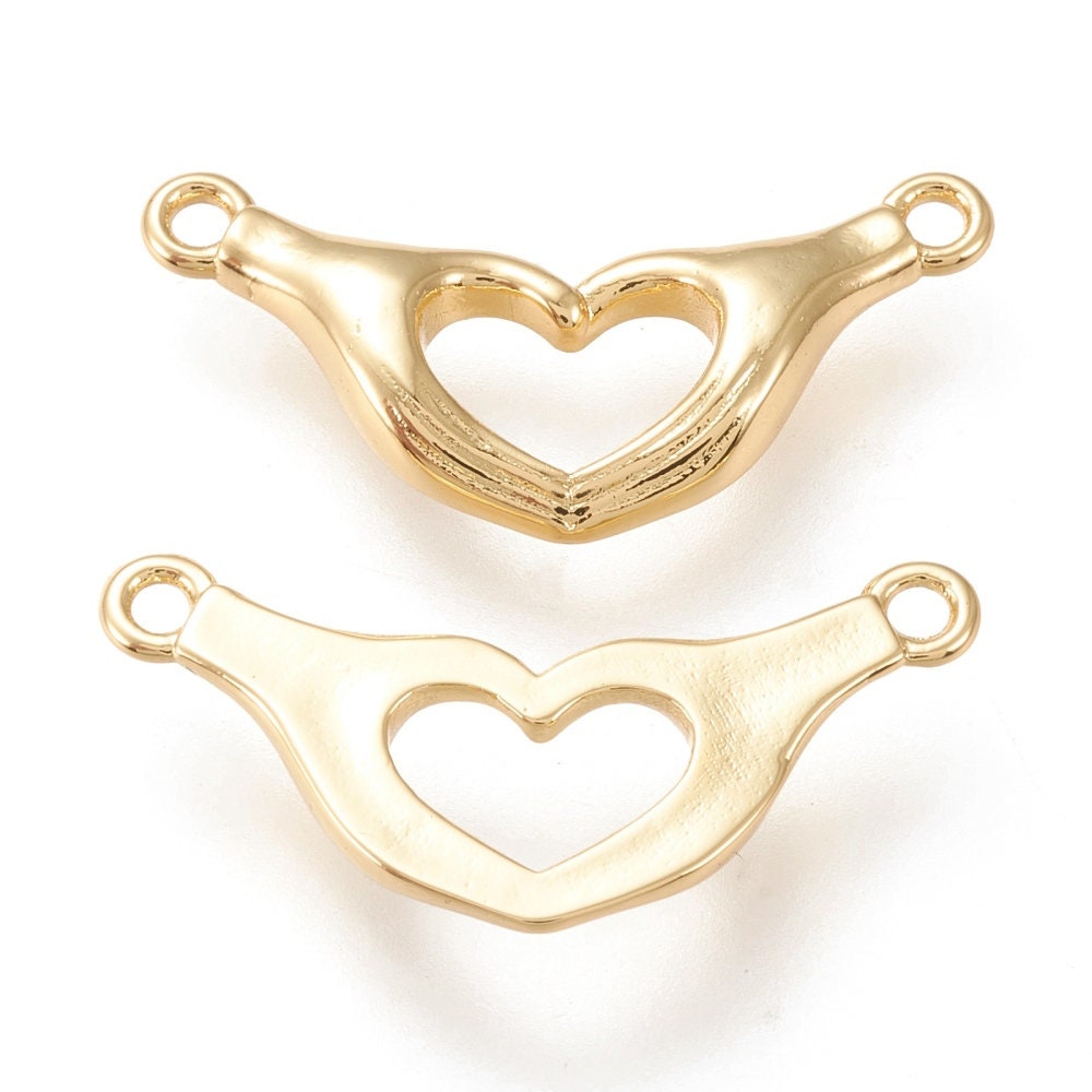 Hands Making Heart Link Connector Charm Gold Hand With - Etsy
