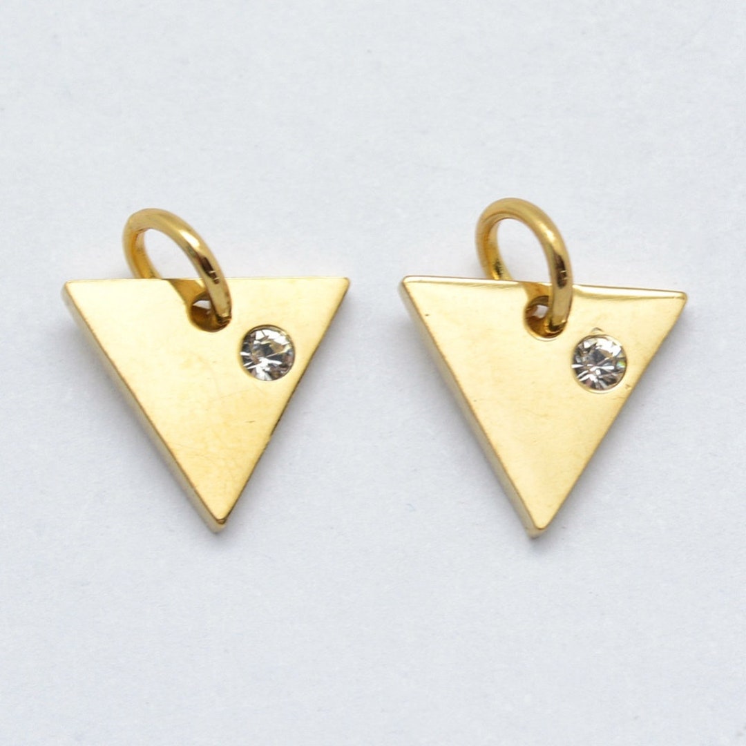 2 Flat Gold Triangle Charm 24k Gold Stainless Steel Tiny - Etsy