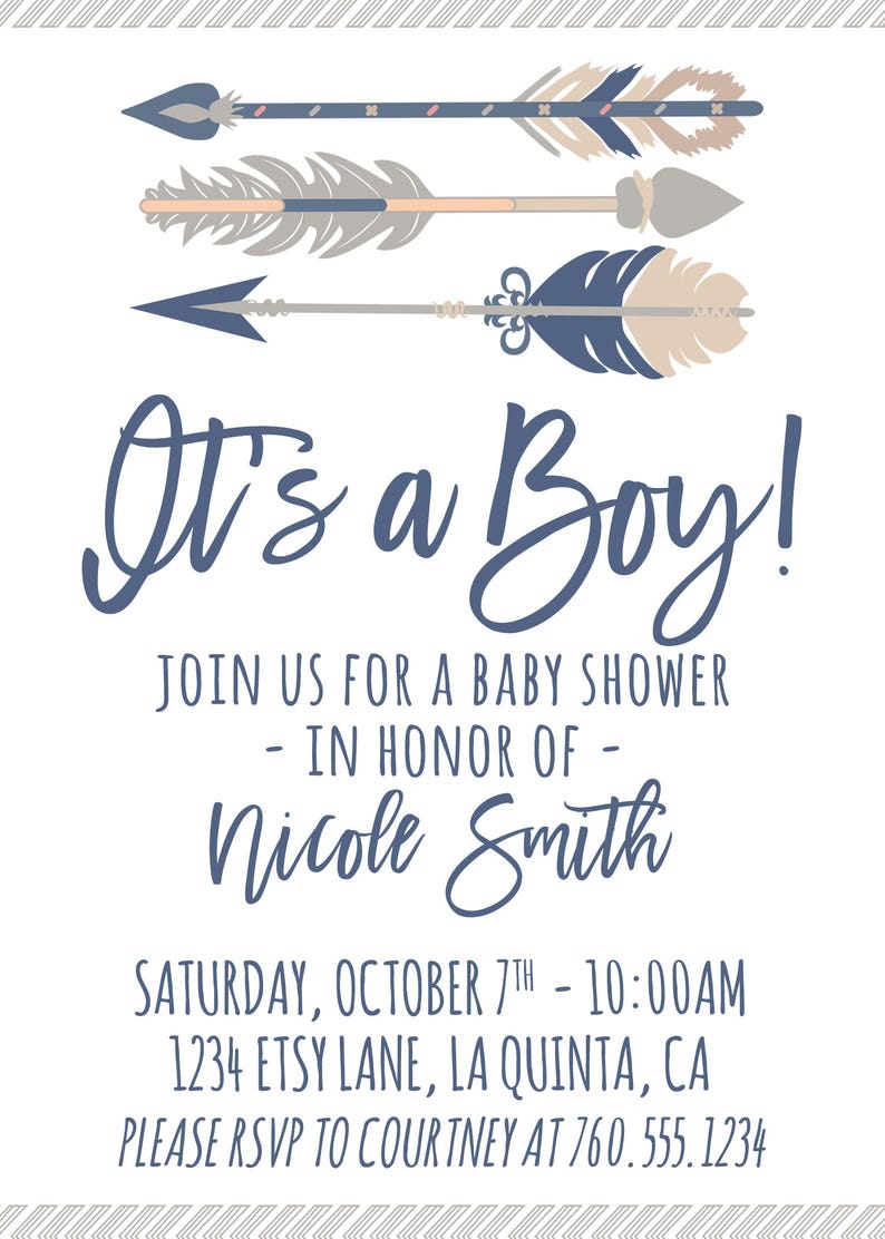 Arrows Baby Shower 5x7 Arrow Boho It's a Boy - Etsy