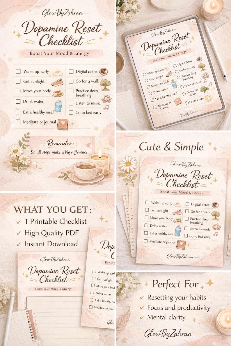 Printable Dopamine Reset Checklist - Etsy