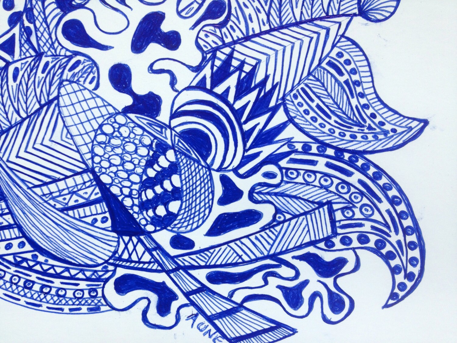 Original Blue Ink pen doodle drawing 11 | Etsy