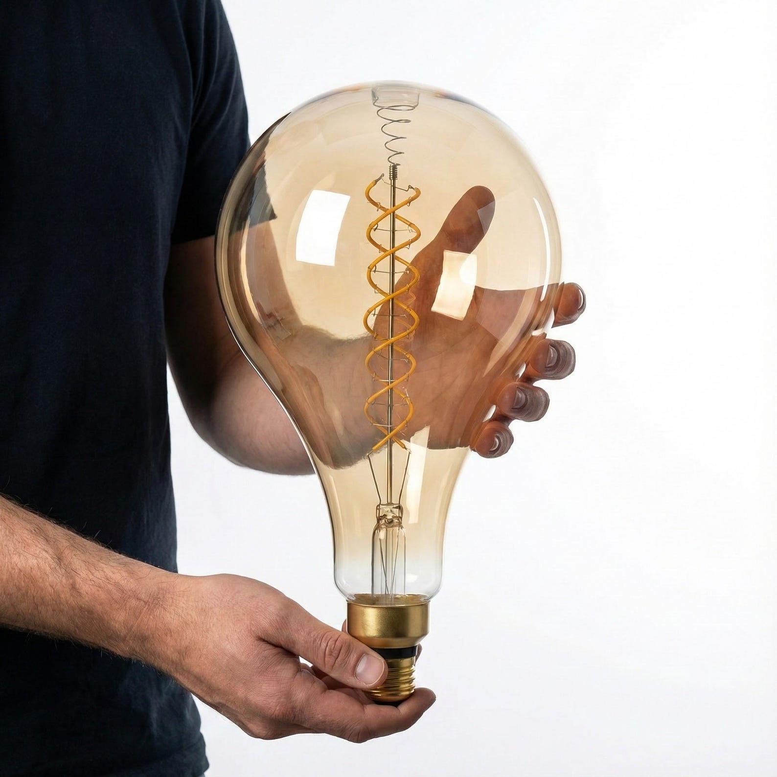 Large Gold Tint G160 Edison Bulb, Vintage Dimmable Filament Pendant ...