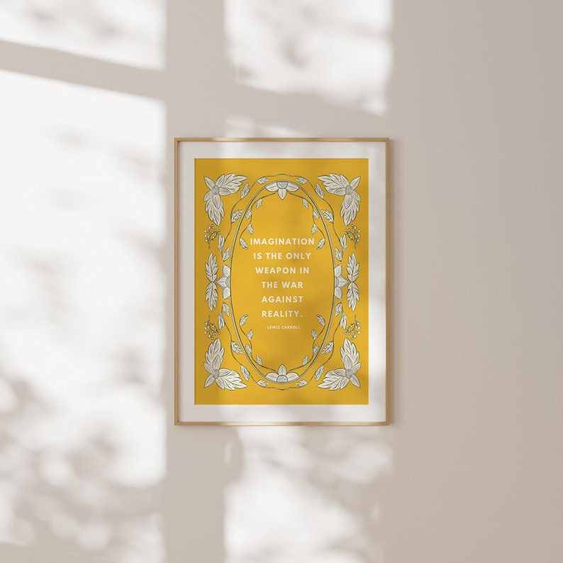 Literary Quote Art Print Lewis Carroll Imagination Wall Art Instant ...