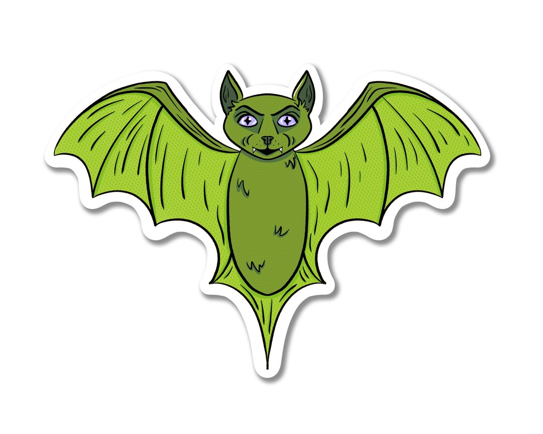 Green Bat Sticker, Spooky Waterproof Laptop Decal - Etsy