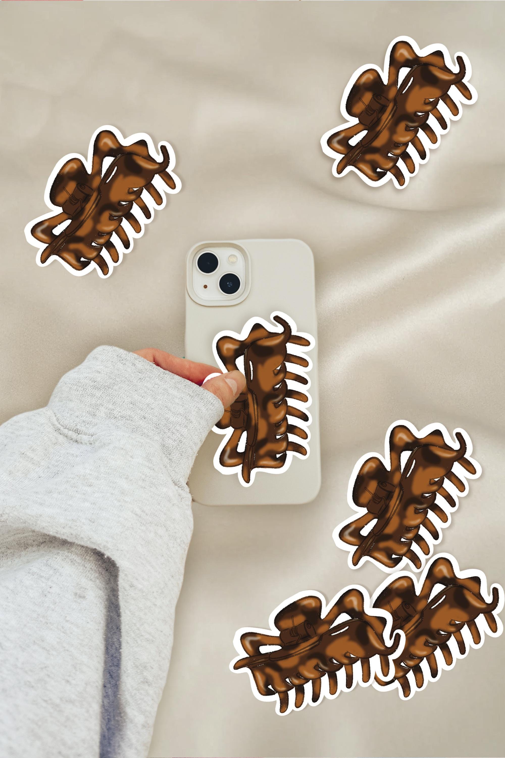 Tortoise Shell Hair Claw Clip Sticker Chic Minimalist Vinyl Decal ...