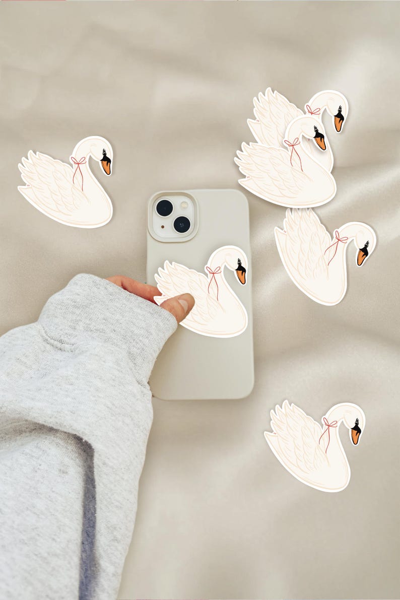 Swan Waterproof Sticker | Original Illustration Artwork | Kindle Laptop ...