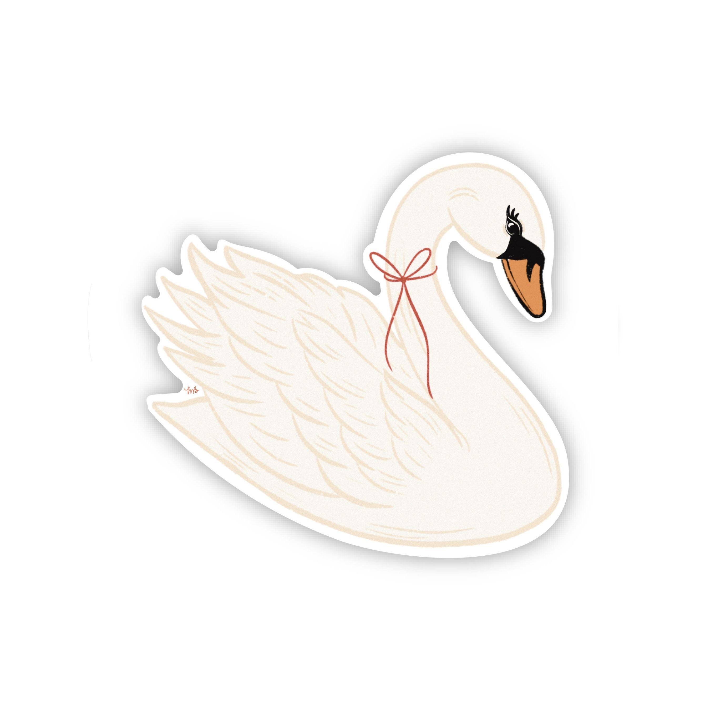 Swan Waterproof Sticker | Original Illustration Artwork | Kindle Laptop ...