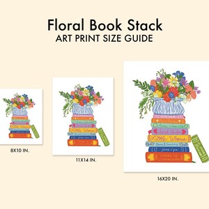 Floral Book Stack Art Print Colorful Literary Wall Art for Book Lovers ...