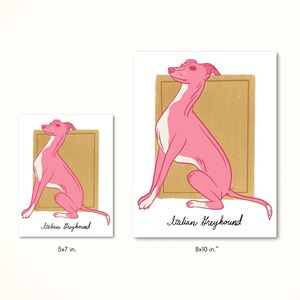 Custom Italian Greyhound Pink Dog Illustration Art Print Gift Idea for ...