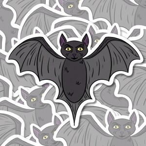 Vampire Bat Sticker Black Bat Illustration Gift for Halloween Lover Bat ...