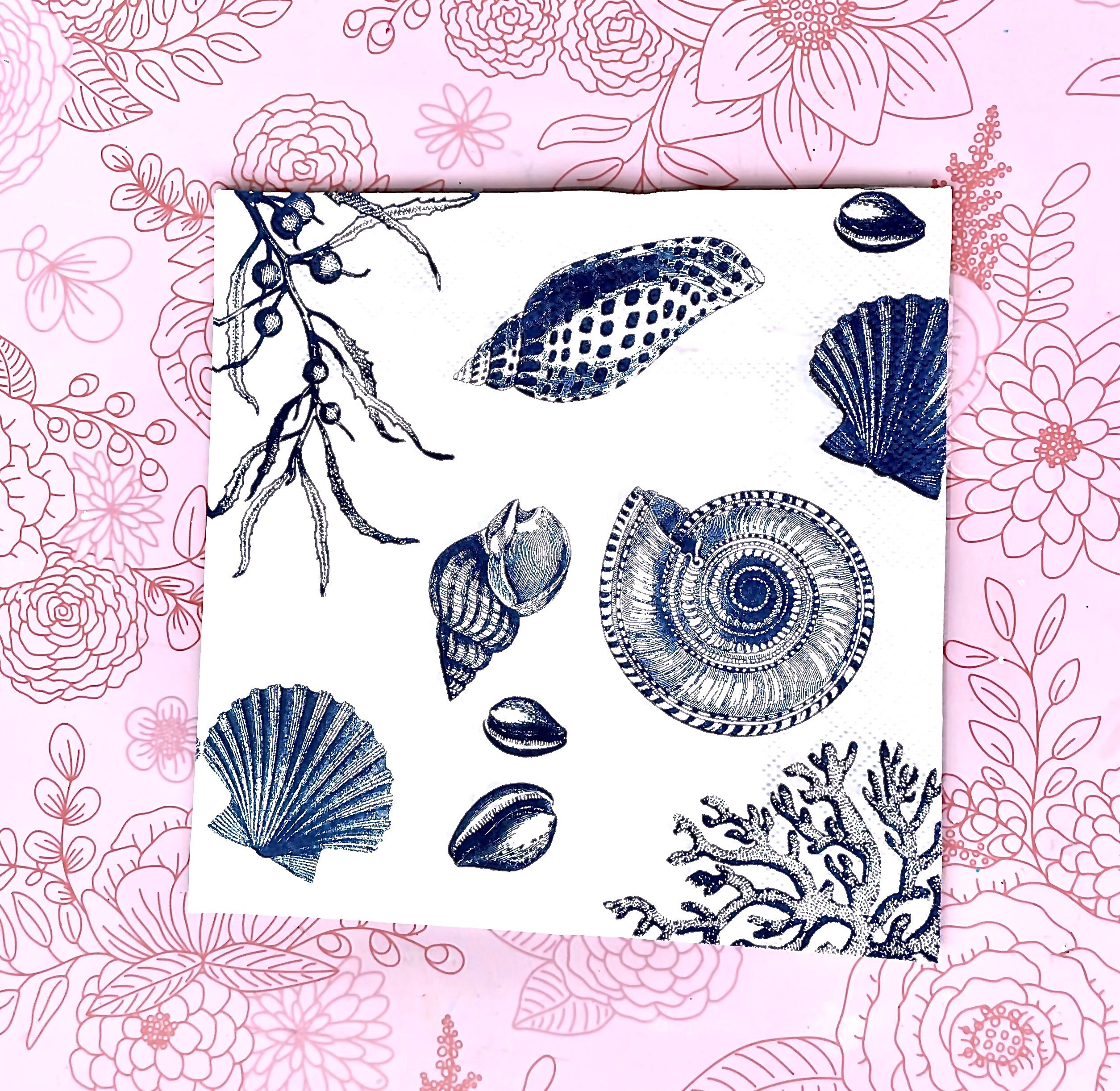 Seashell Decoupage Napkin, Beach Decoupage Paper Napkin, Seashell Decor ...