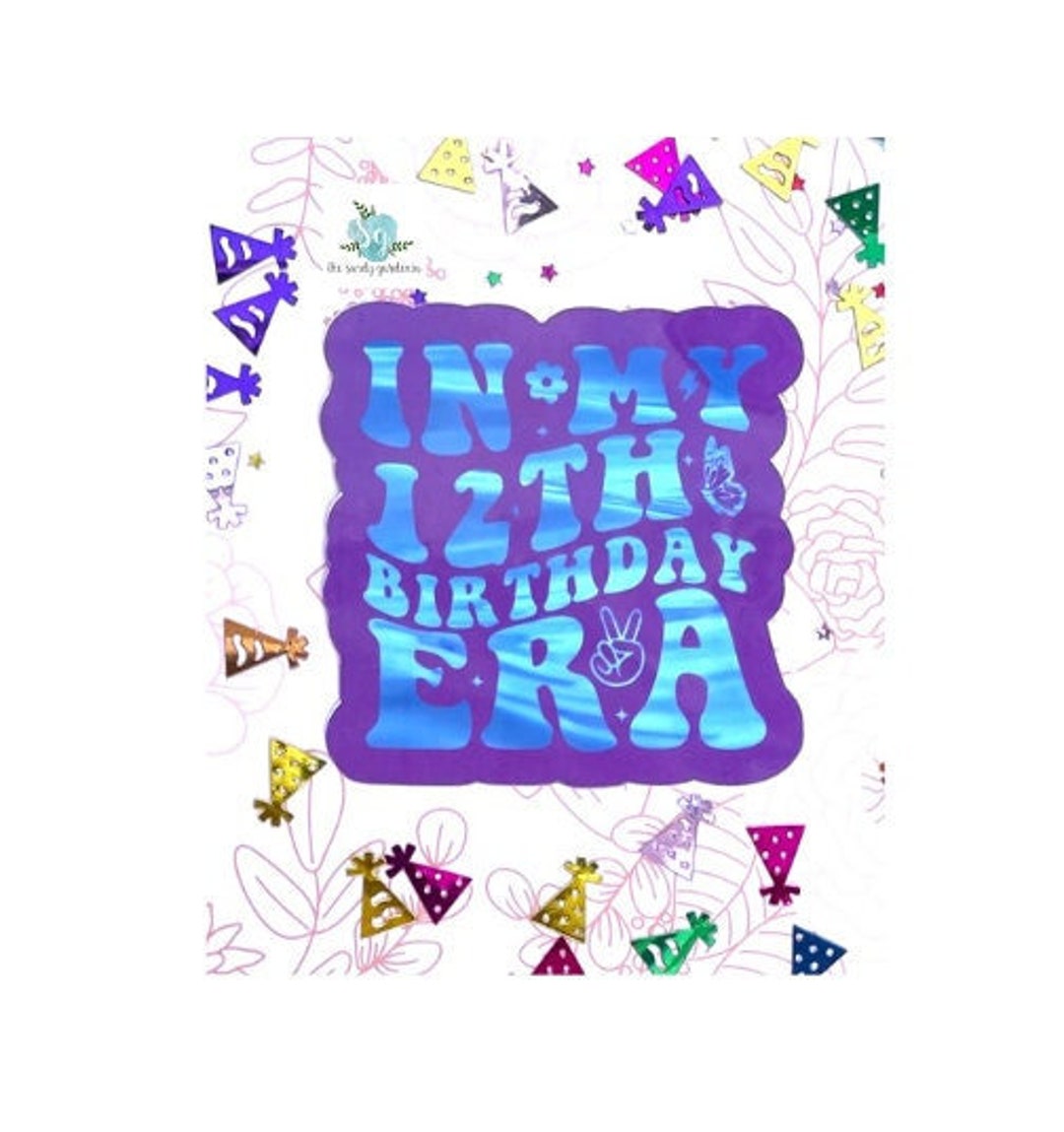 12th Birthday ERA Sticker, Custom Birthday Sticker, Retro Groovy Text ...