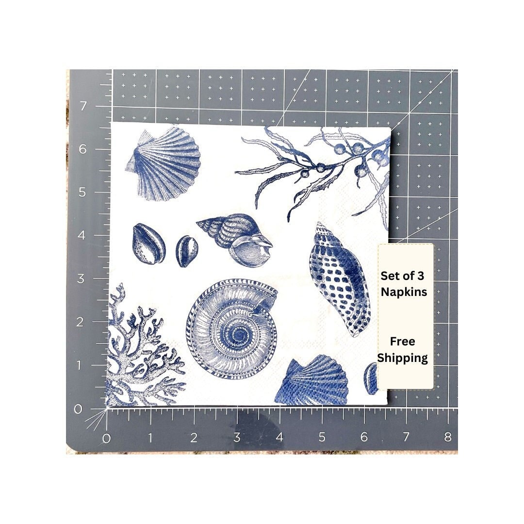Seashell Decoupage Napkin, Beach Decoupage Paper Napkin, Seashell Decor ...