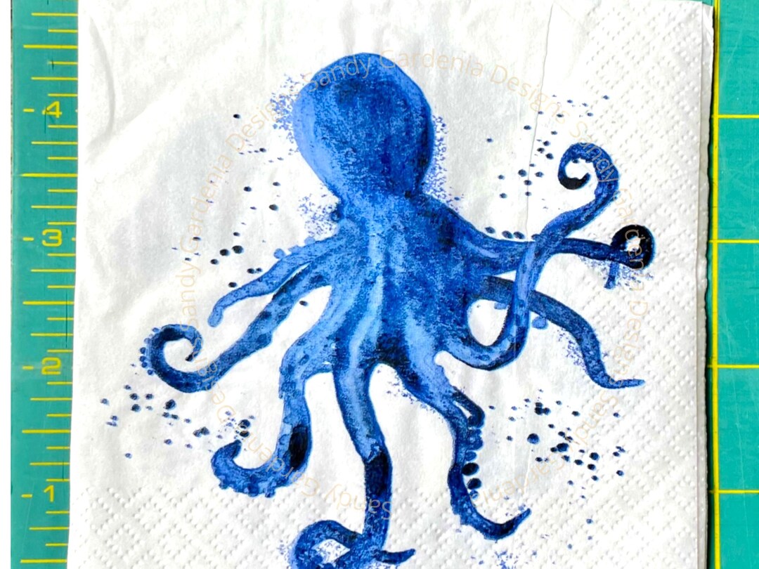 Octopus Paper Decoupage Napkin, Beach Decoupage Paper Napkin, Octopus ...