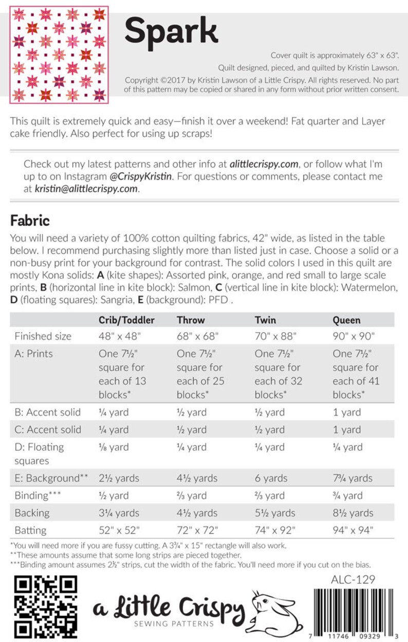 Spark Quilt Pattern--instant Download PDF - Etsy
