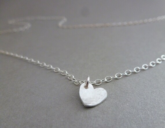 Silver Heart Necklace Solid Sterling Silver Tiny Small Heart | Etsy