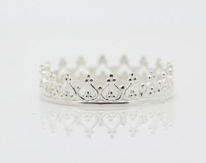 Silver Crown Ring 925 Sterling Silver Queen Princess Ring Handmade ...