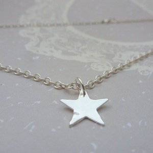 Silver Star Necklace Solid Sterling Silver 925 Star Pendant Charm Chain ...