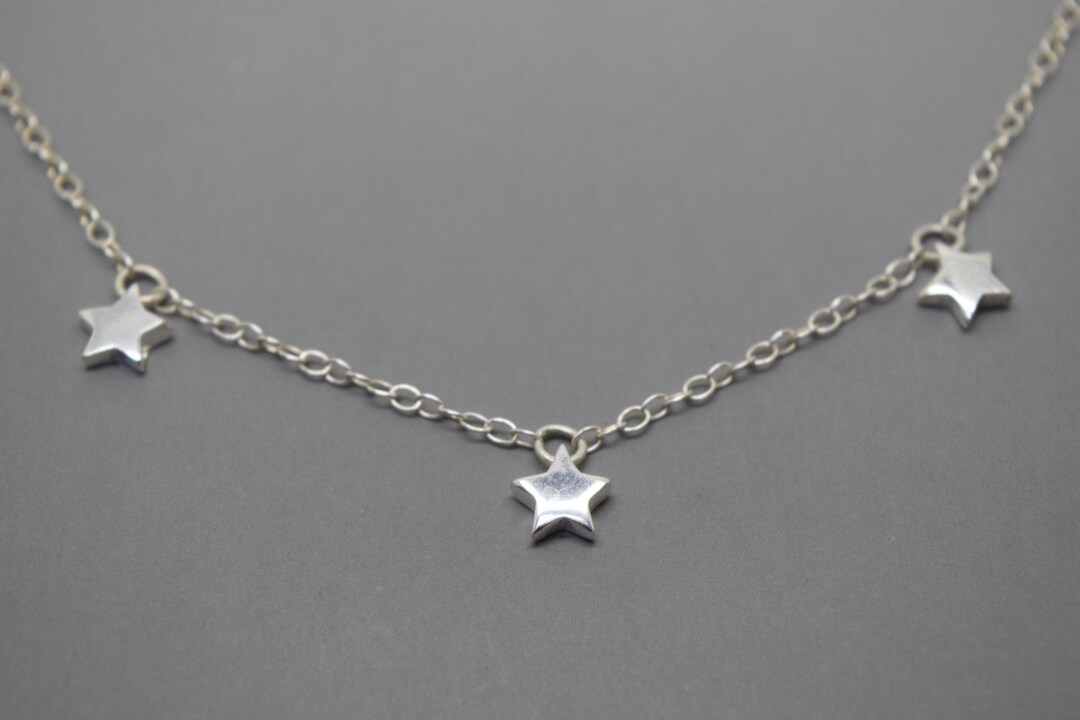 Triple Silver Star Necklace - 925 Sterling Silver Tiny Three Stars ...