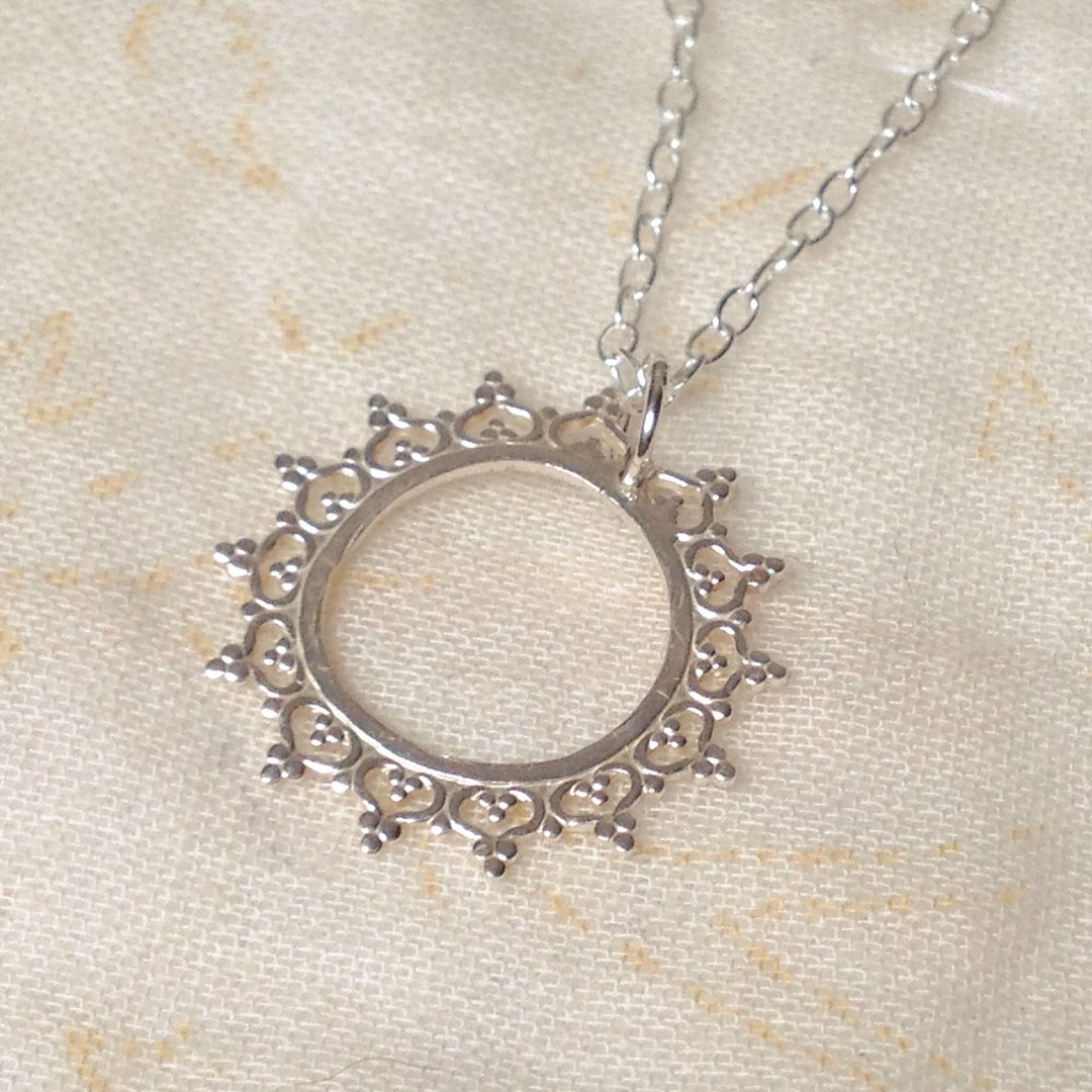 Silver Solstice Necklace - Sterling Silver 925 Sun Summer Sunshine Lace ...