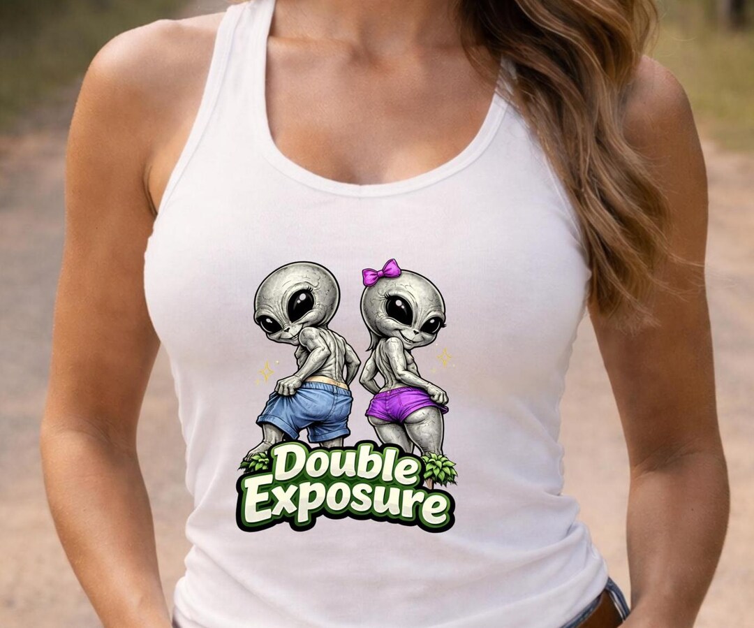 Double Exposure Alien Tank Top | Retro Arcade Vibes, UFO Enthusiest - Etsy