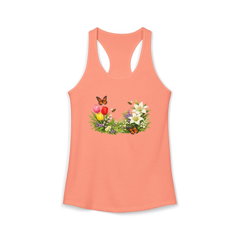 Spring Floral Garden Tulips Lilies Butterflies Bees Tank - Etsy