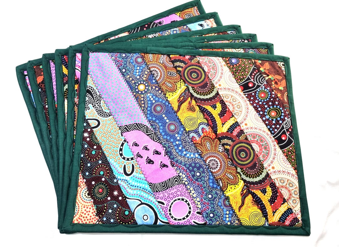 Quilted Aboriginal Place Mats Set of 6 - Quilted Place Mats ...