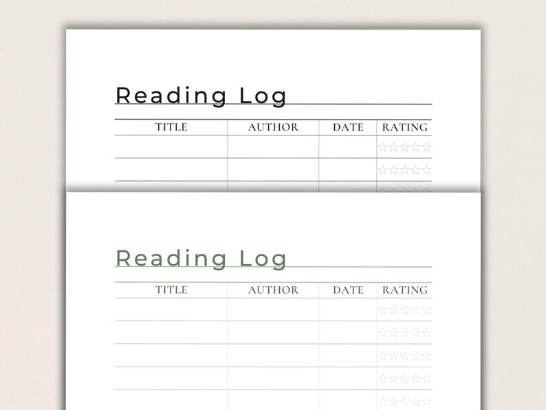 Minimalist Reading Log Printable, Book Tracker Planner Insert, Book ...