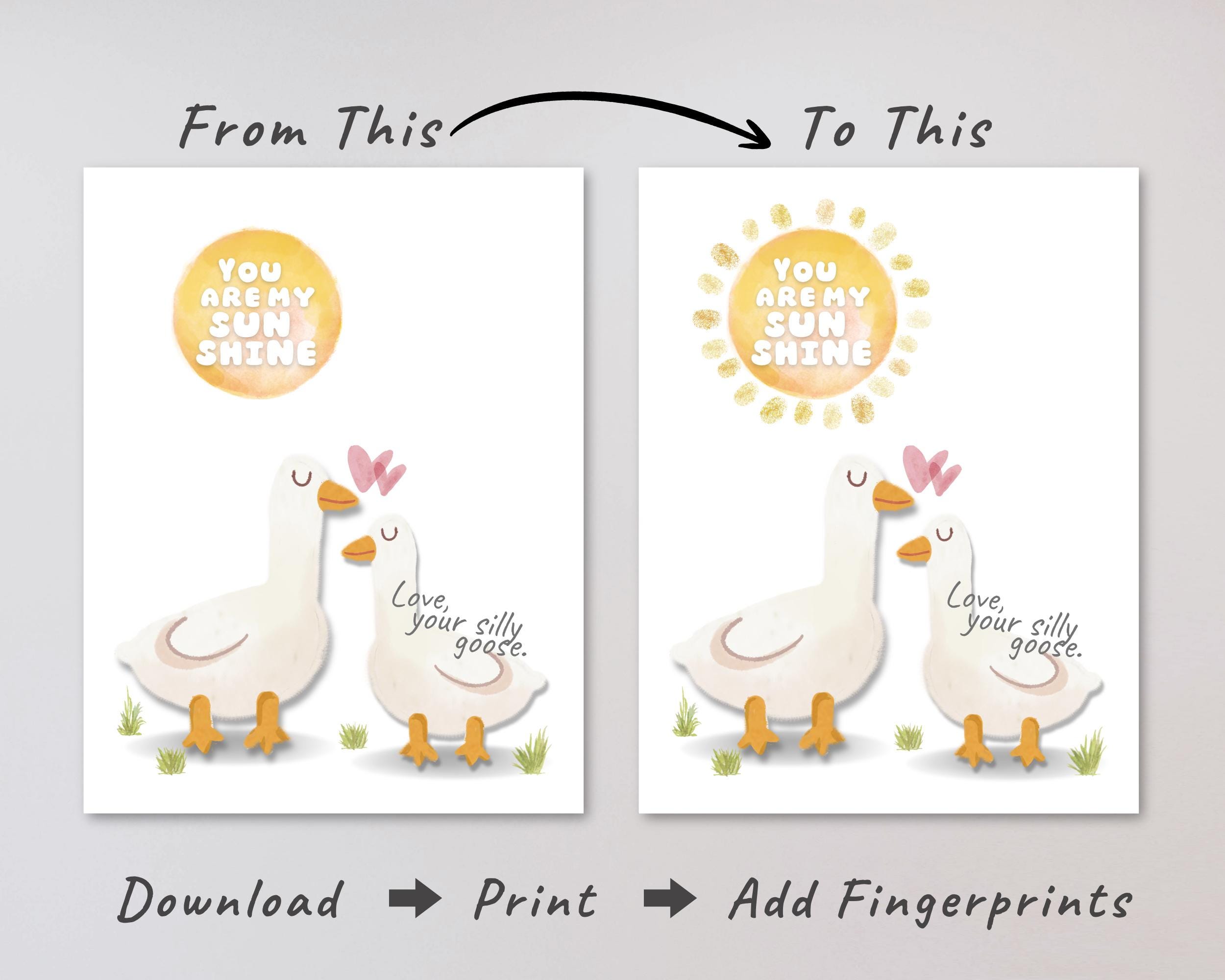 Mother’s Day Fingerprint Art, Silly Goose Handprint Keepsake, You Are ...
