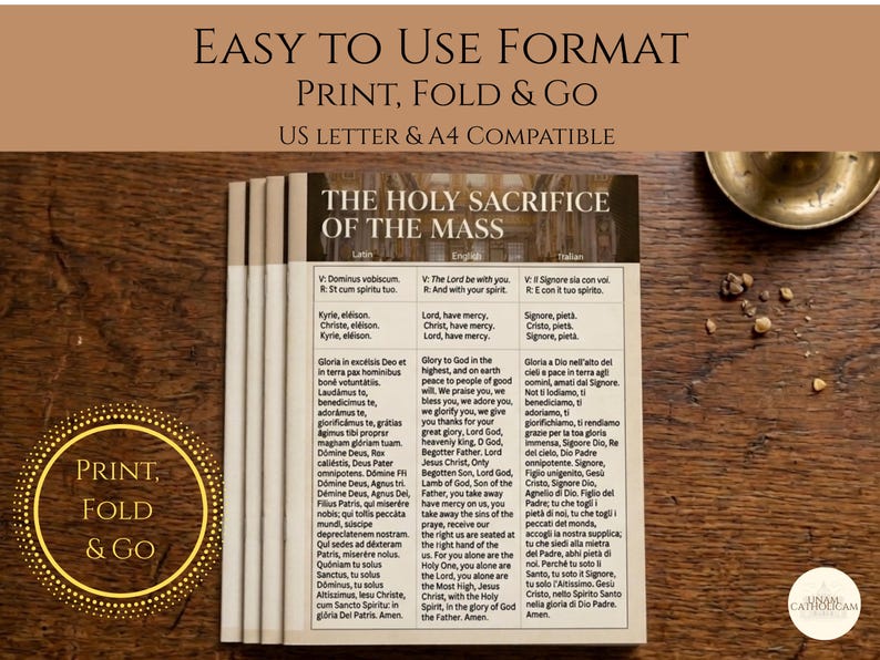 Trilingual Catholic Mass Responses Guide | Latin English Italian | Rome ...
