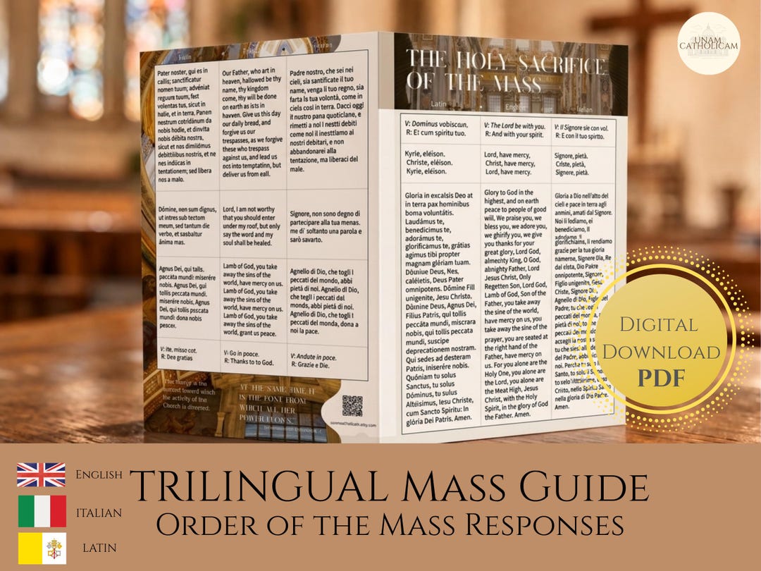 Trilingual Catholic Mass Responses Guide | Latin English Italian | Rome ...