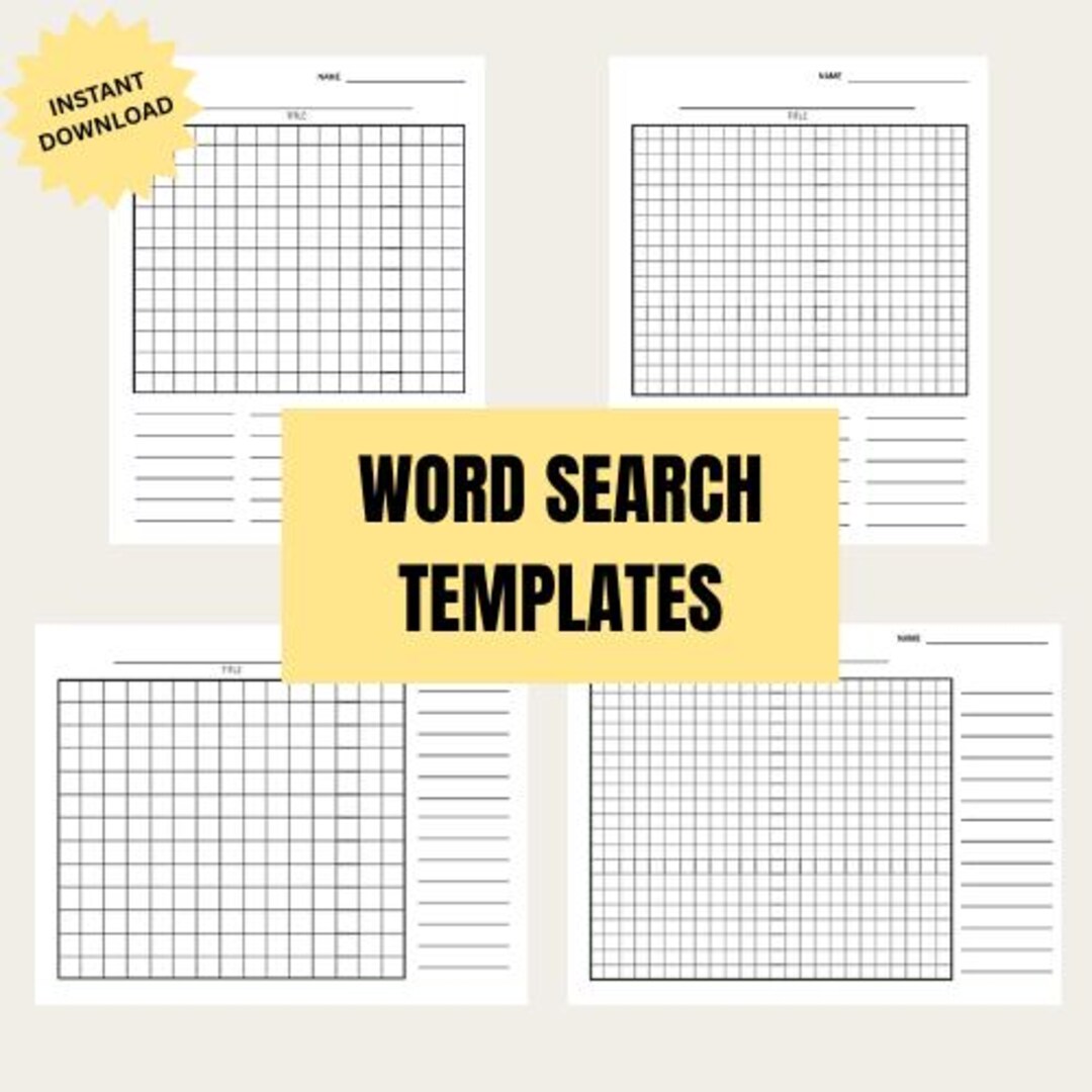 Blank Wordsearch Templates | Beginner - Advanced (portrait & Landscape ...