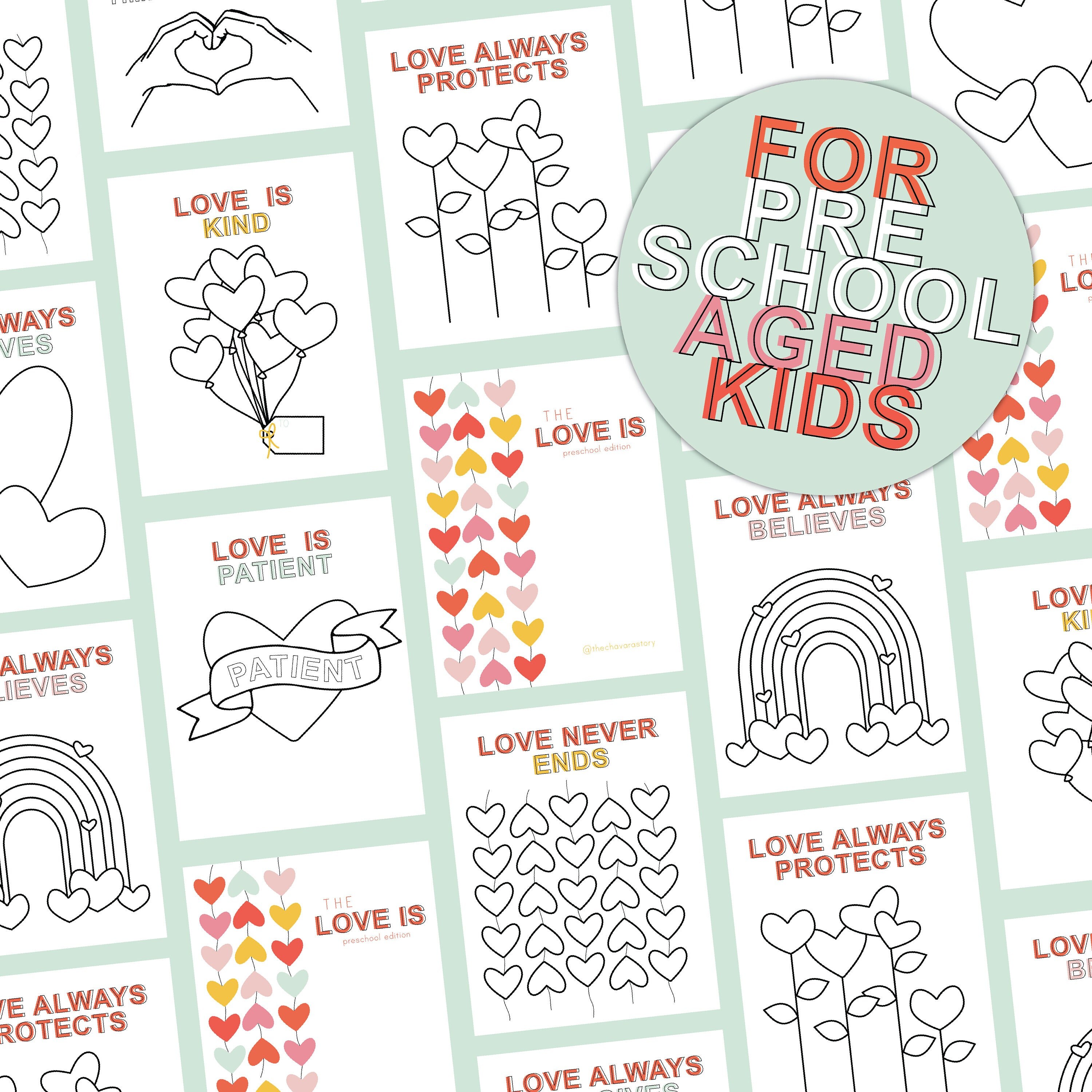 1 Corinthians Printable Coloring Book for Preschool. Kindergarten. Love ...