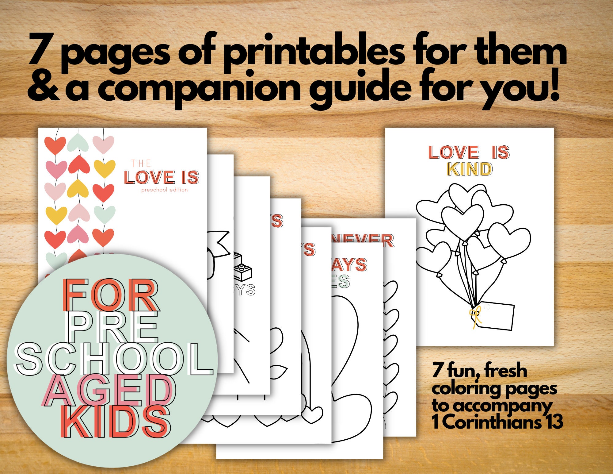 1 Corinthians Printable Coloring Book for Preschool. Kindergarten. Love ...