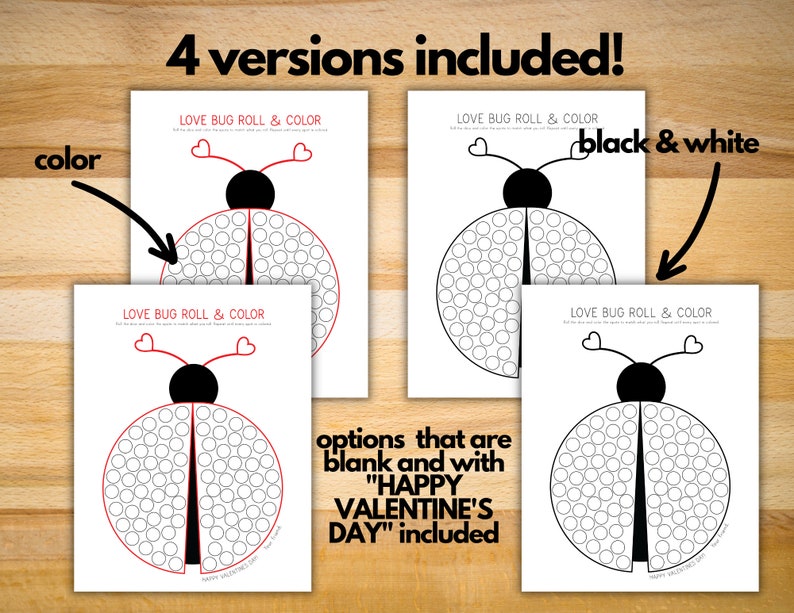 Love Bug Roll and Color. Classroom Valentines. DIY Valentines ...