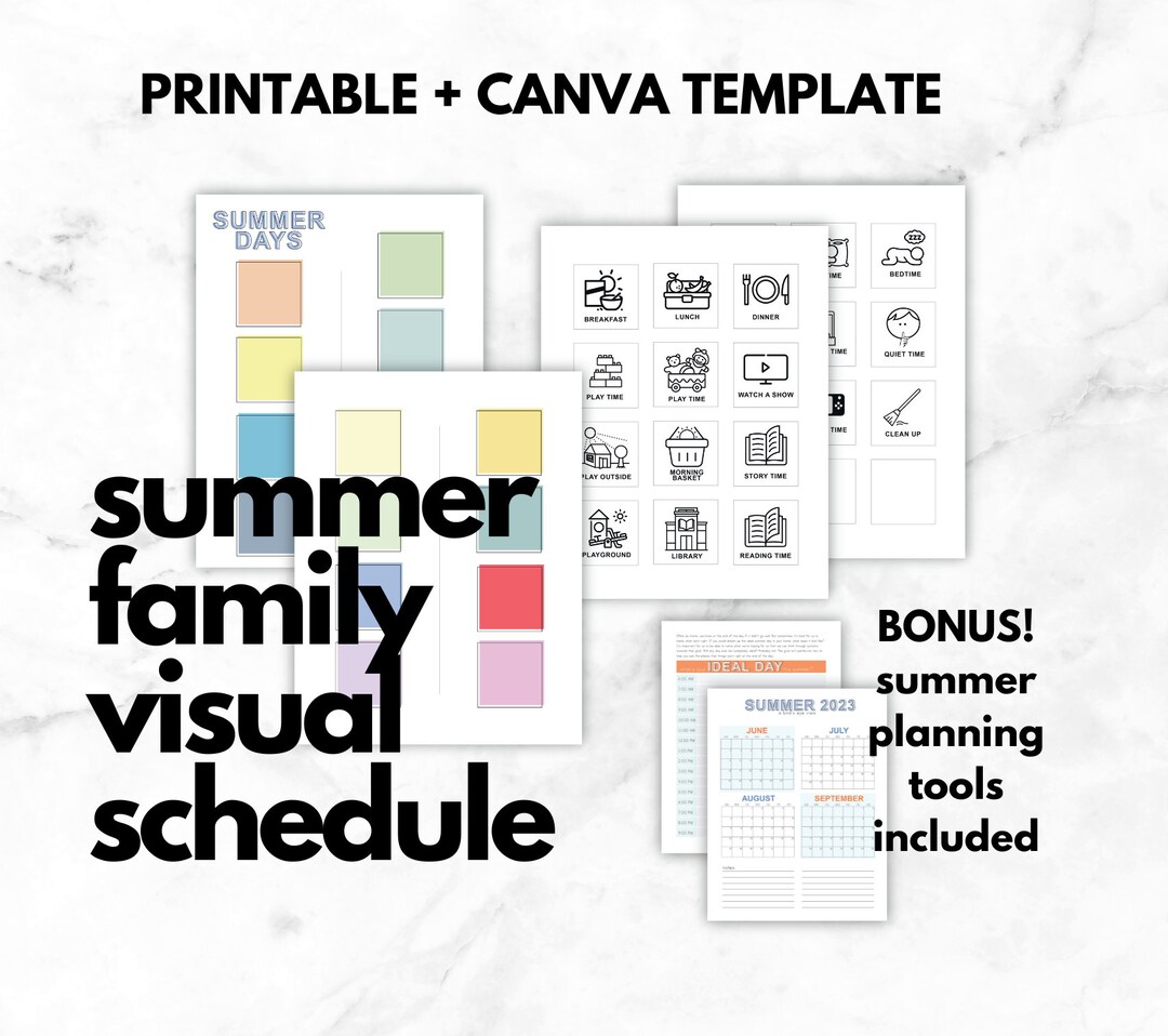Family Summer Visual Schedule - Etsy