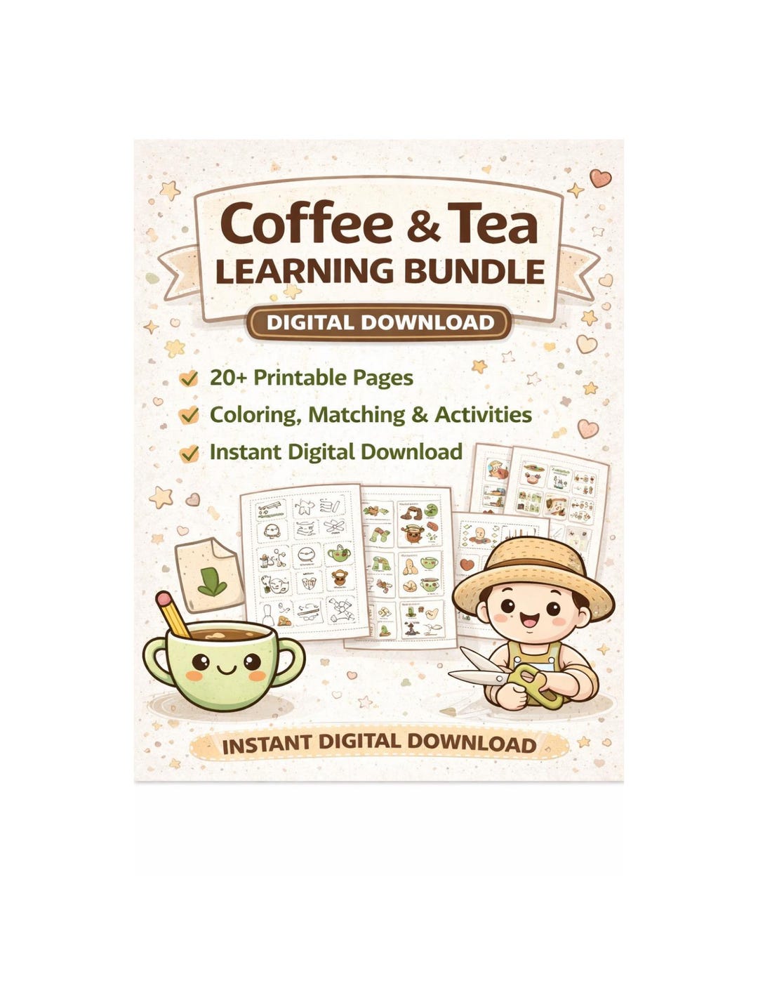 Coffee & Tea Learning Bundle for Kids | Printable Activity Pack ...