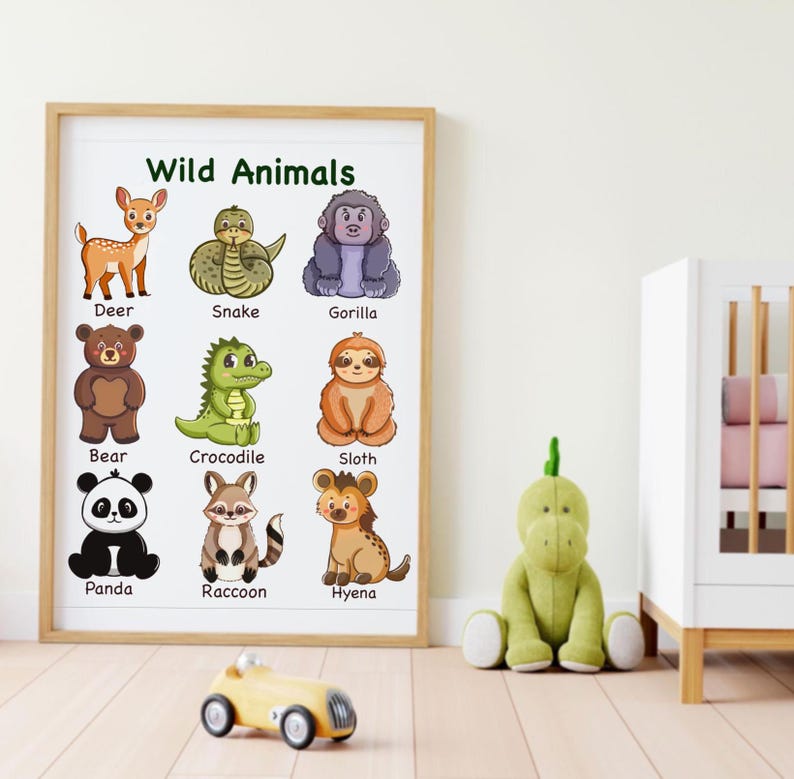 Advance Wild Animals Chart for Kids |animal Learning Poster | Nursery ...