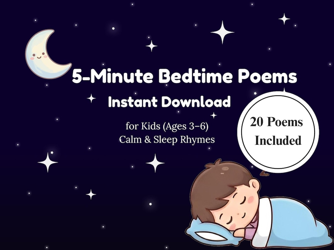 5 Minute Bedtime Poems for Kids Printable Sleep Rhymes Toddler Routine ...