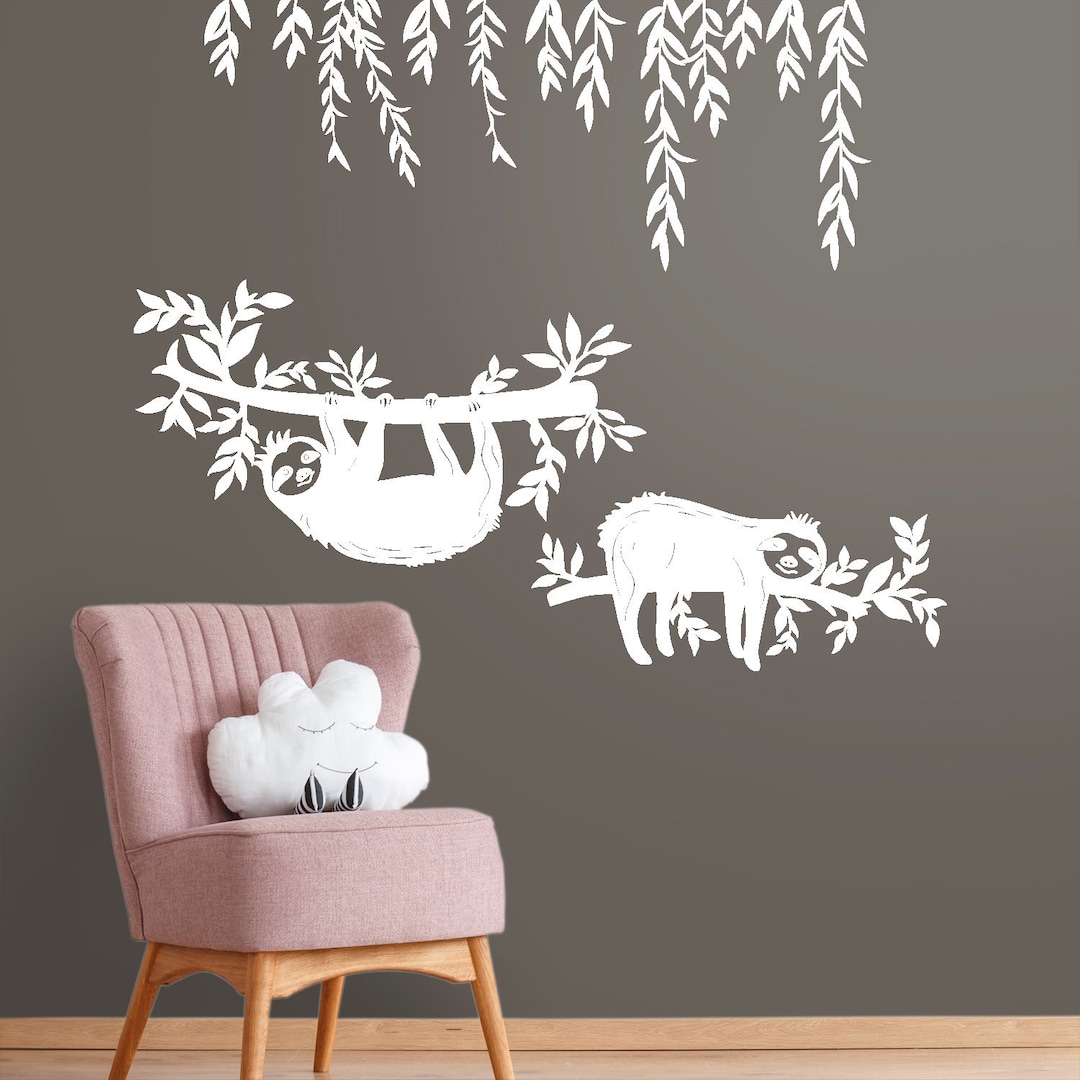 Sloth Wall Decal Sloth Wall Sticker Kids Room Custom Color - Etsy