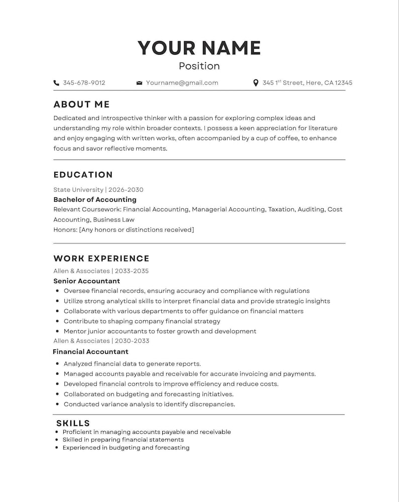 Resume Template Canva | ATS Friendly CV Template | Modern Professional ...