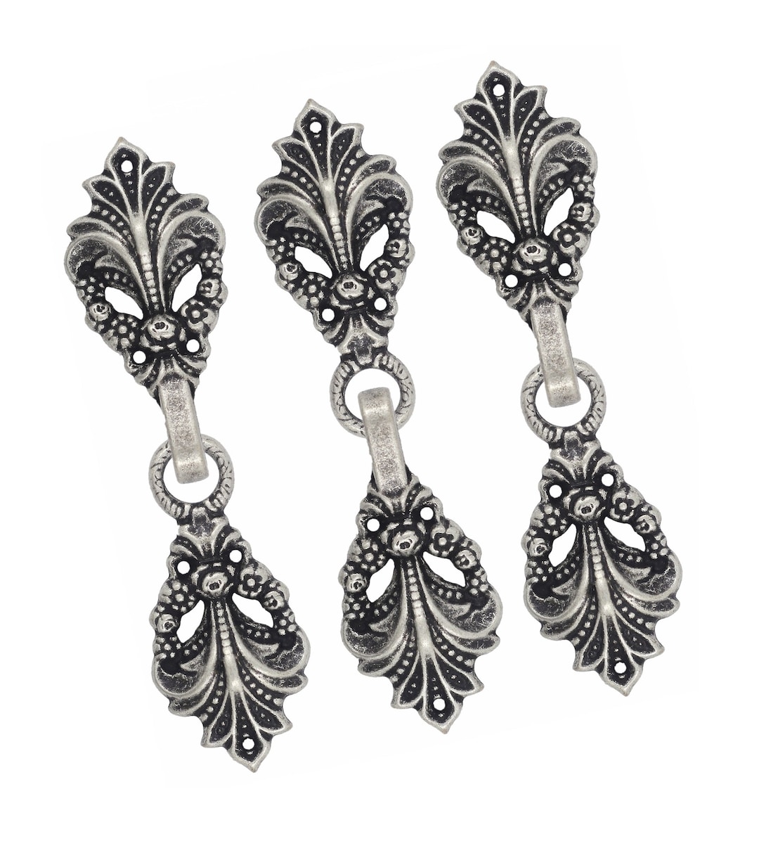 Bezelry 6 Pairs Antique Silver Arabesque Flower Garland Sew on Cape or ...