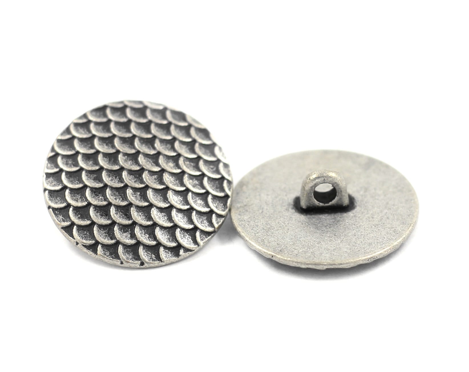 10 Pieces Antique Silver Dragon Scales Metal Shank Buttons. 23mm (7/8 ...